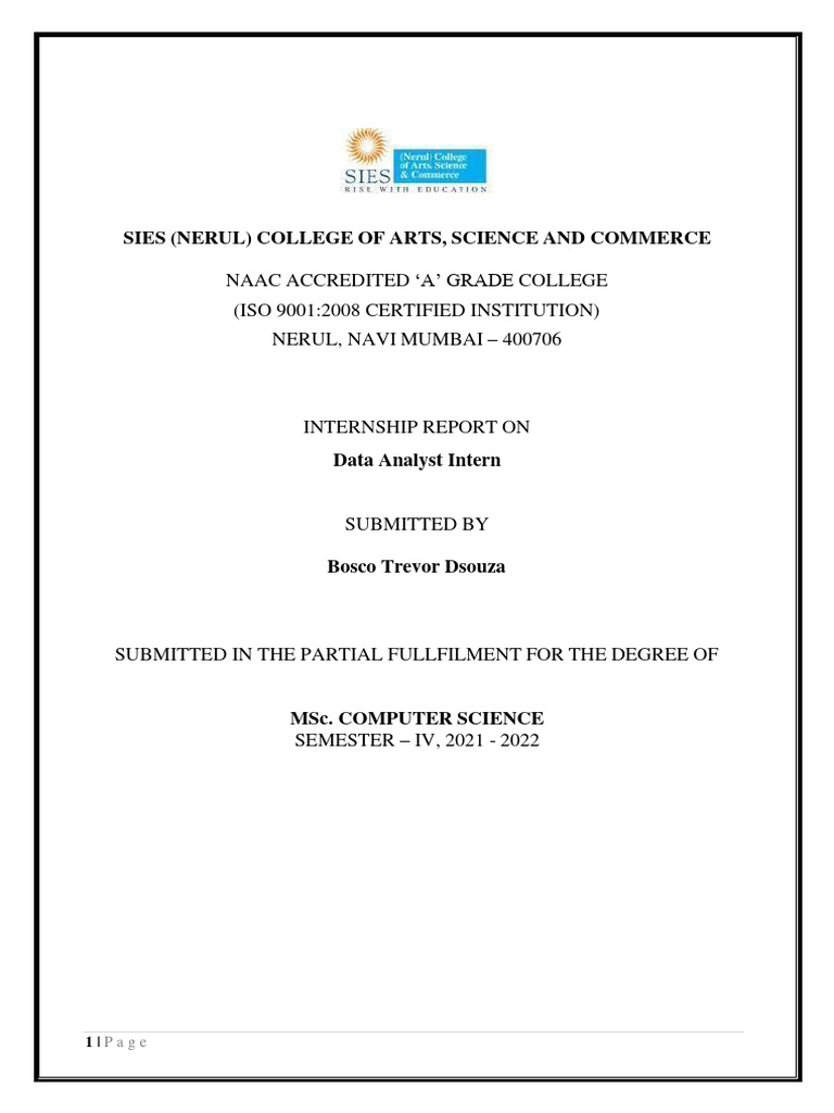 Internship Report | PDF | Data | Spreadsheet