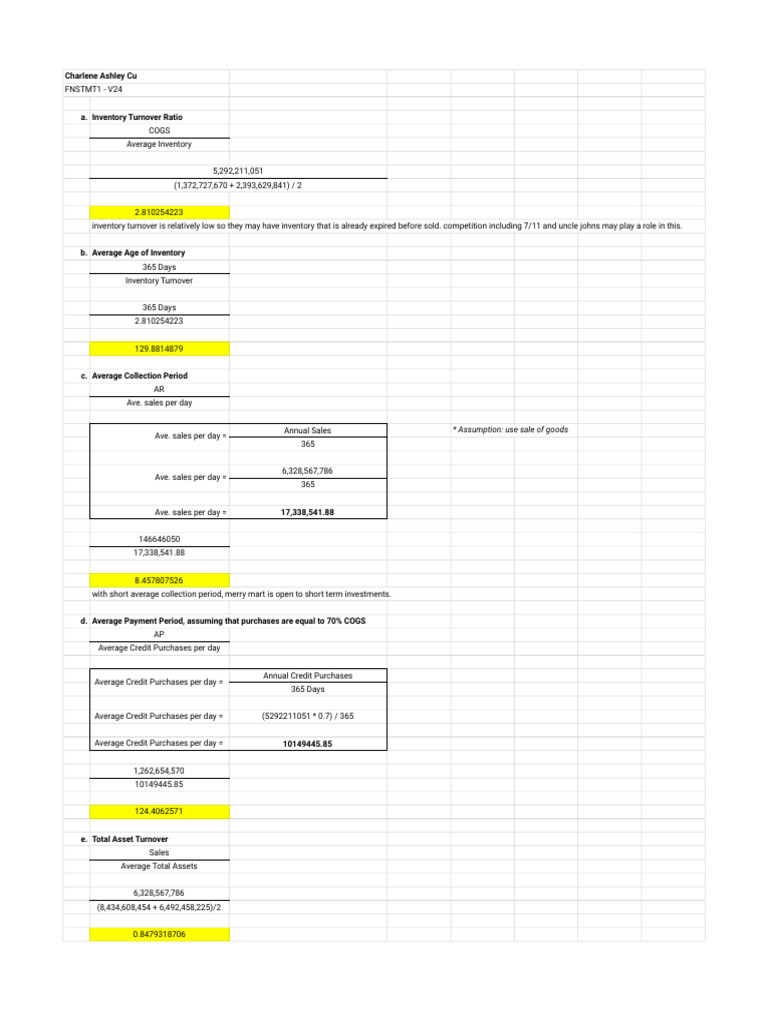FNSTMT1 - Class Exercise 2 | PDF | Inventory | Financial Services