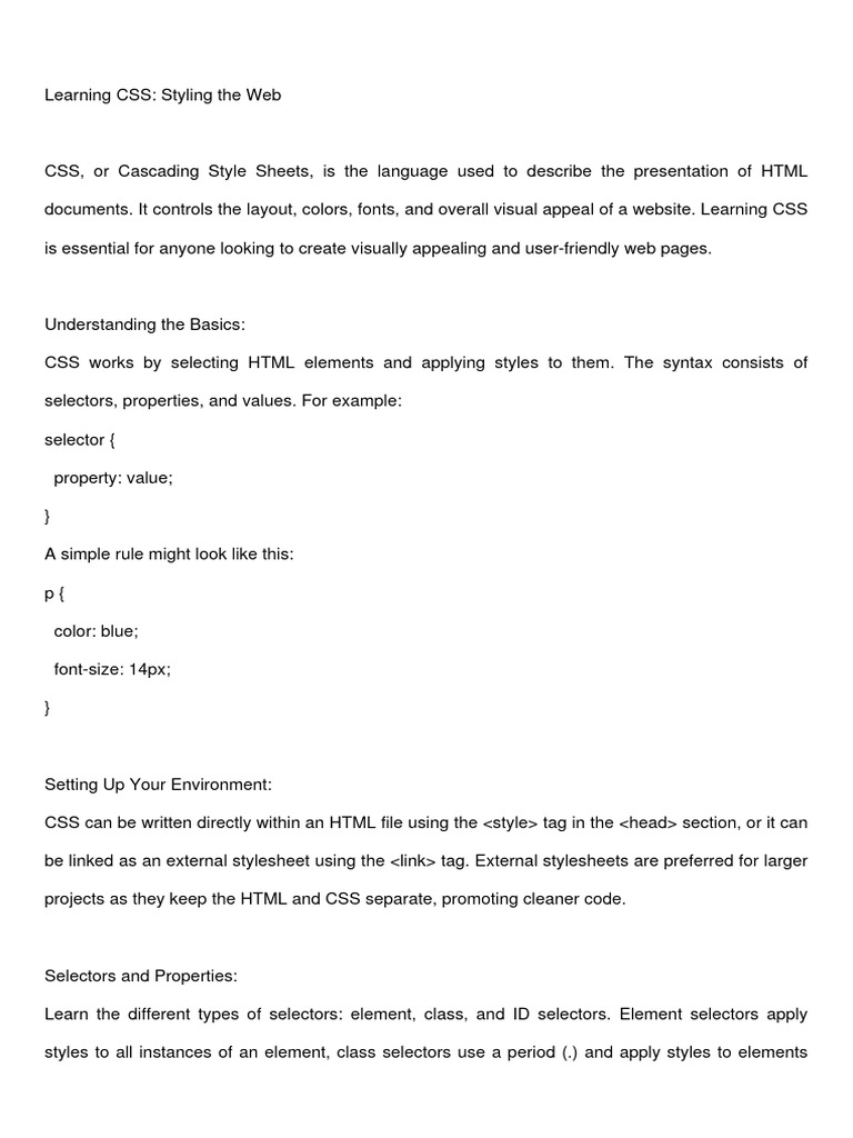 Learning CSS | PDF | Internet | Text