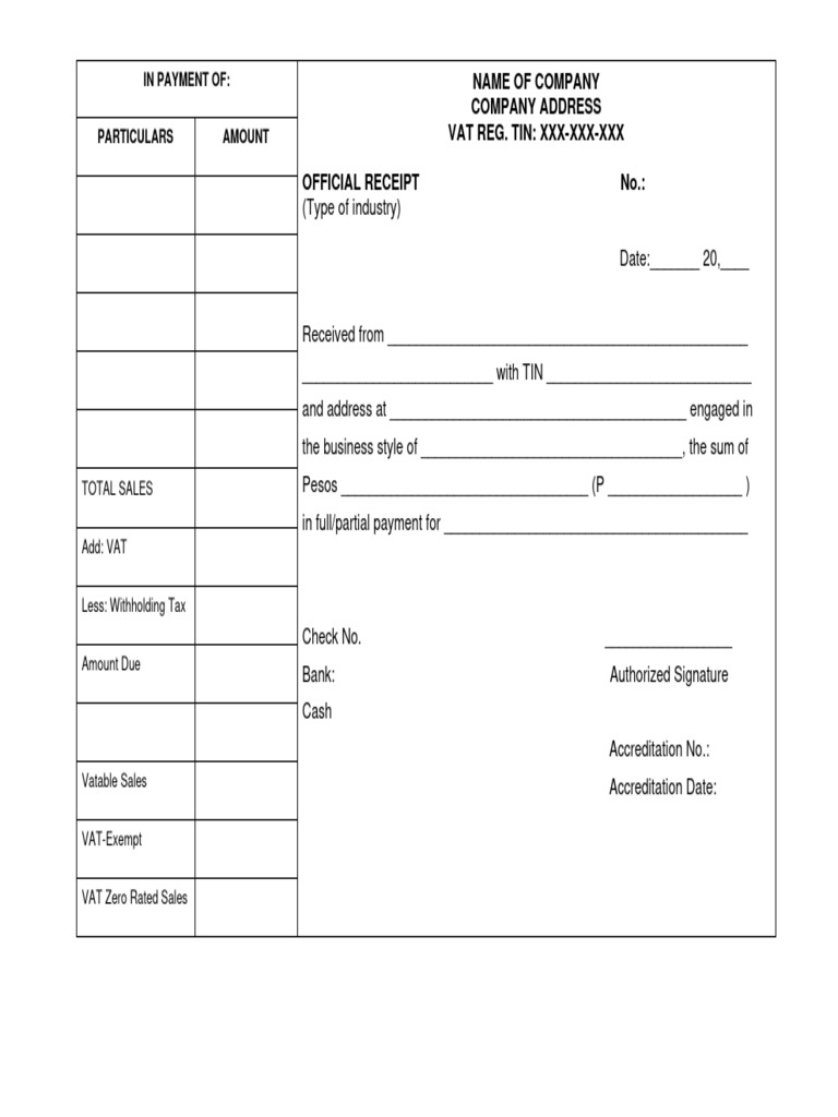 Official Receipt Template | PDF