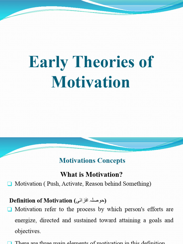 Early Theories of Motivation | PDF | Motivational | Motivation