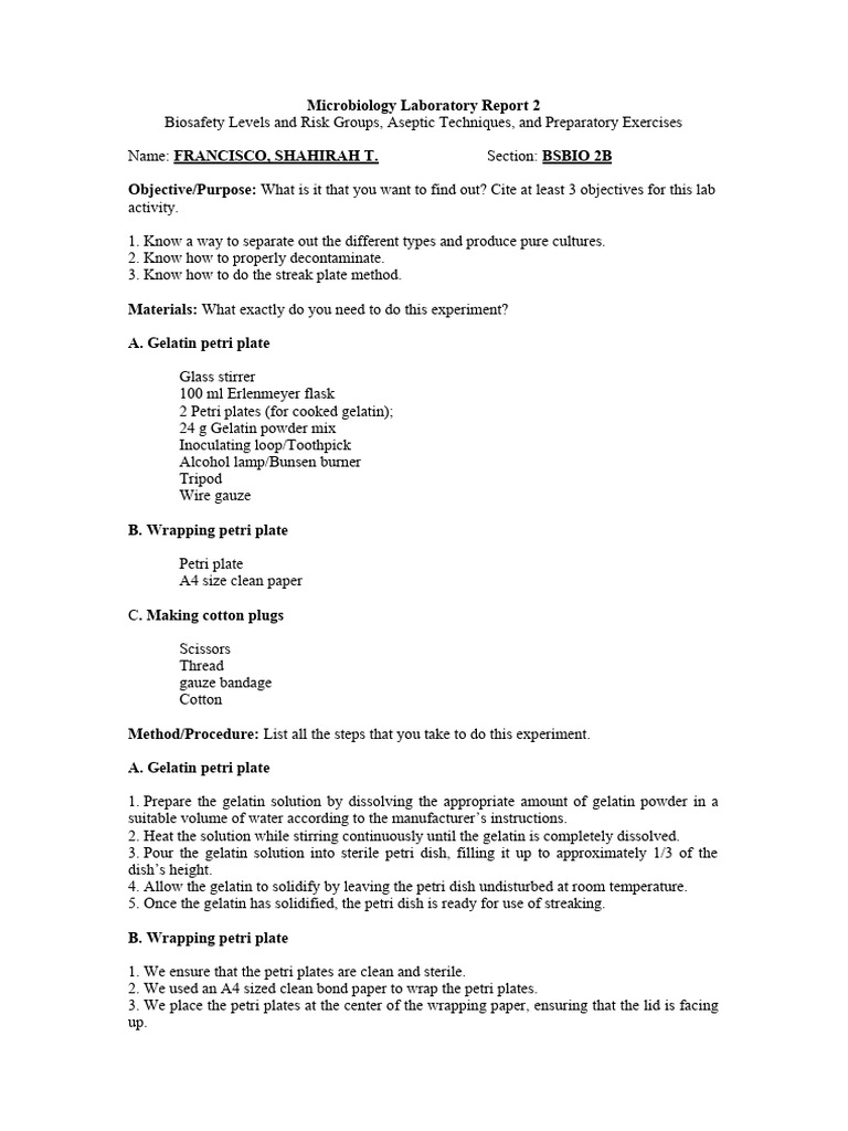 FRANCISCO Microbiology Laboratory Report 2 | PDF