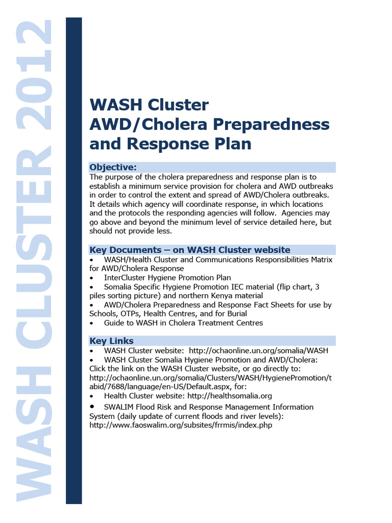 AWD - Cholera - Preparedness Response - Plan - WASH - Somalia | PDF ...