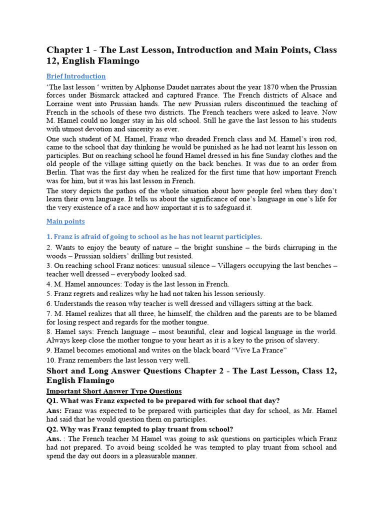 The Last Lesson | PDF