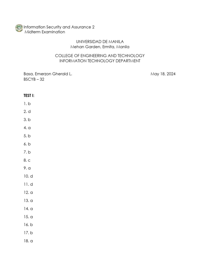 Information Security Midterm Exam | PDF