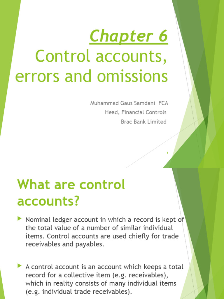 Control Accounts Overview and Errors | PDF | Debits And Credits ...