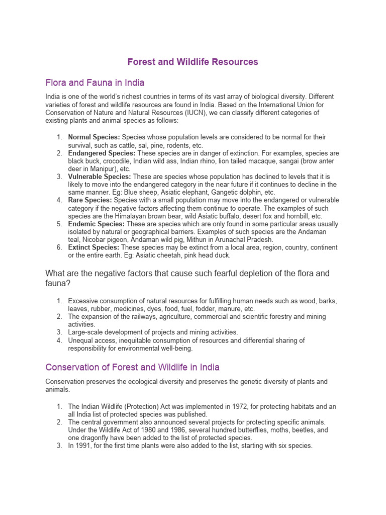 Class 10 - Forest and Wildlife Resources | PDF | Forests | Biodiversity