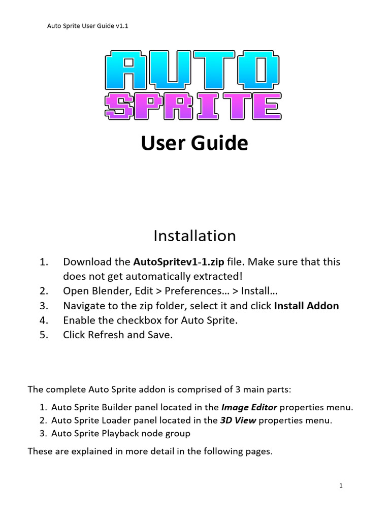 autosprite user manual v1.1 | PDF | Image Editing | Camera