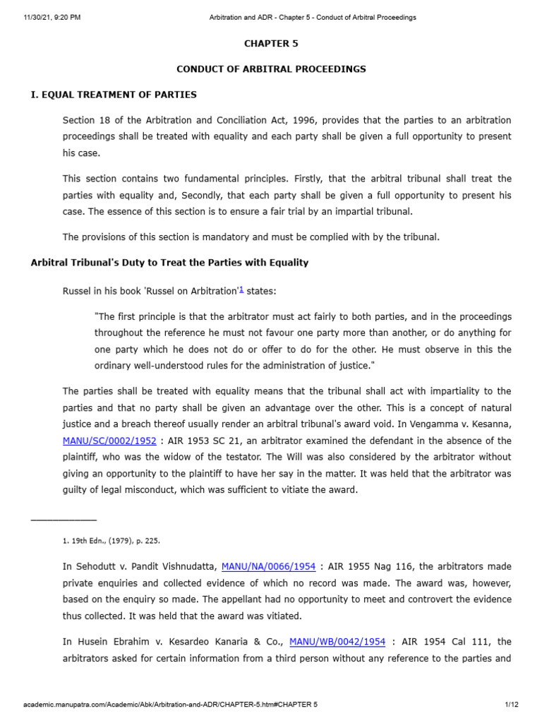 Conduct of Arbitral Proceedings Overview | PDF | Arbitral Tribunal ...
