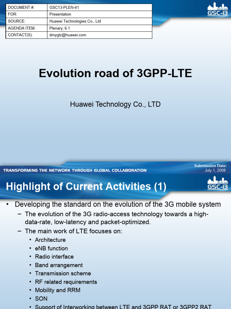 GSC13-PLEN-41 CCSA Evolution Road of 3GPP-LTE | PDF | Lte Advanced | Lte (Telecommunication)