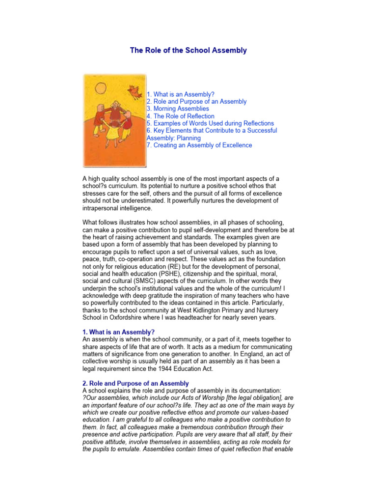 The Role of The School Assembly | PDF | Thought | Pet