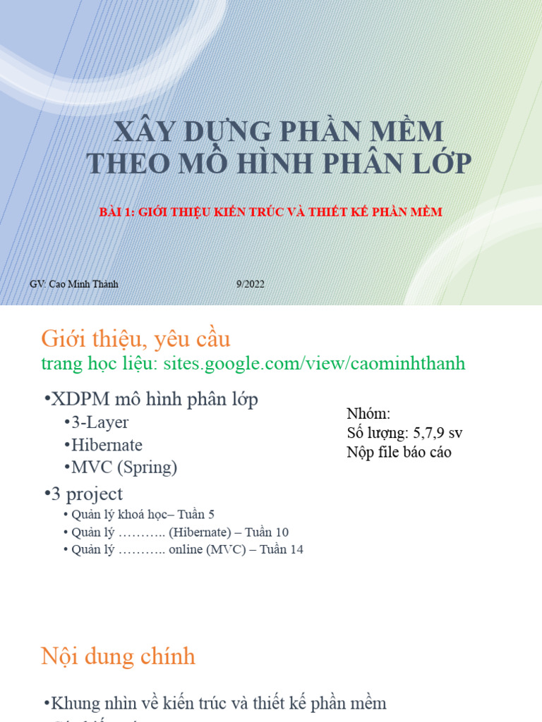 Bai 1 - Kien Truc Va Thiet Ke Phan Mem | PDF