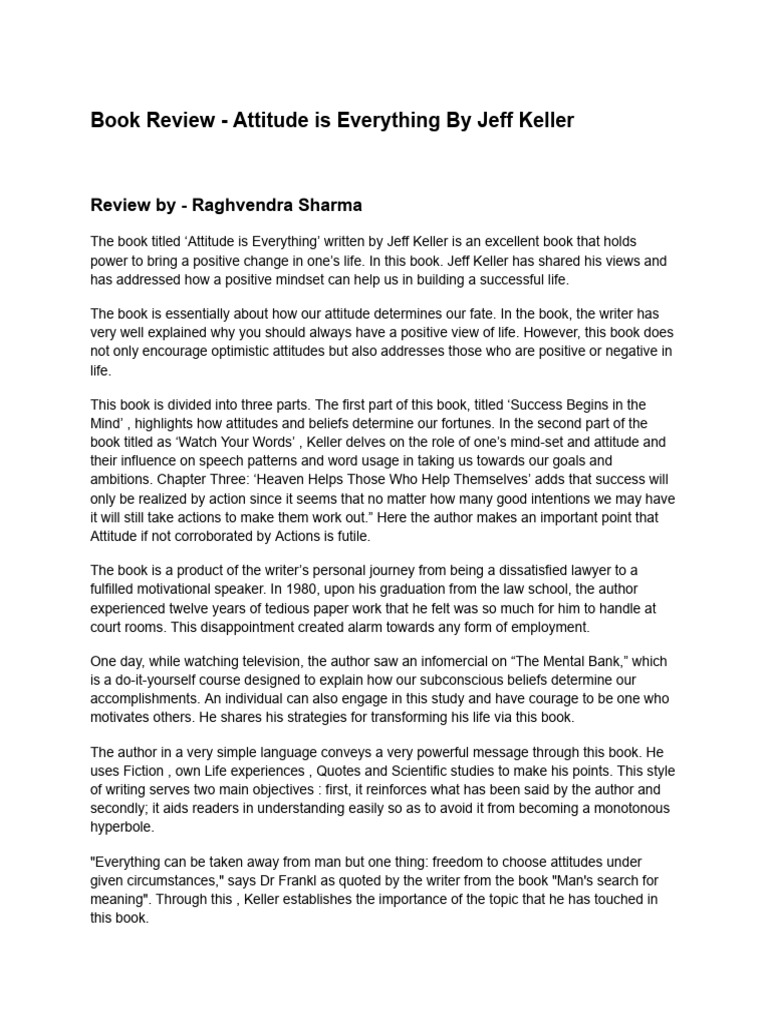 Book Review: Attitude is Everything | PDF | Thought | Attitude (Psychology)