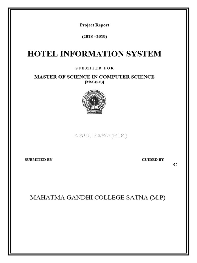 Hotel Information System Project Report | PDF | Object (Computer ...