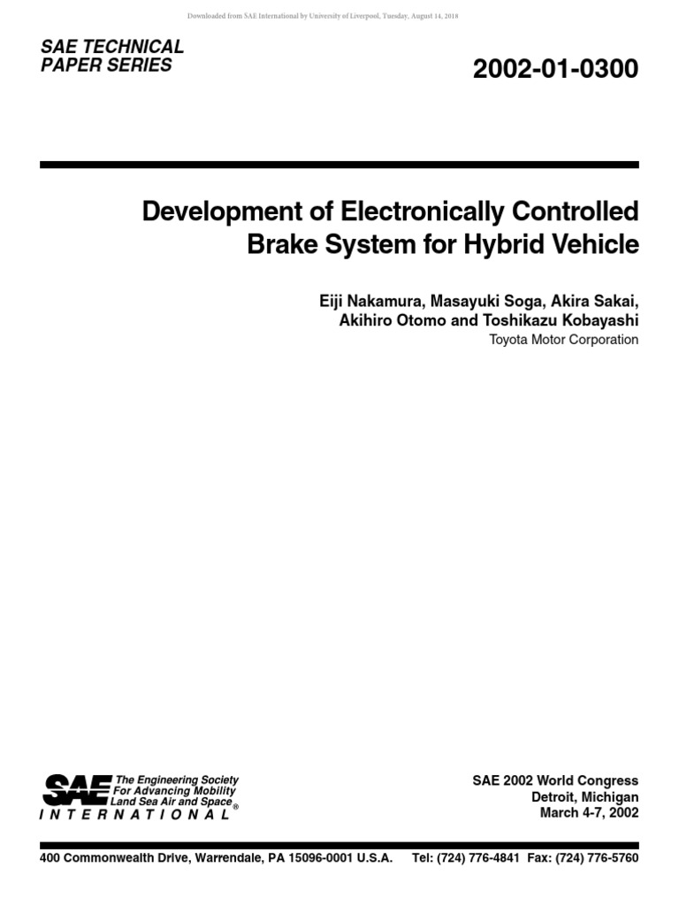 Developement Of Electronically Controlled Brake System For Hybrid