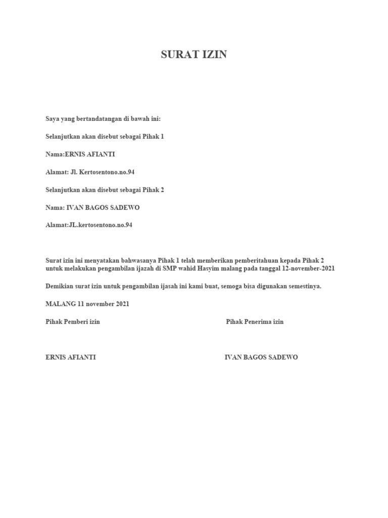 Surat Izin | PDF