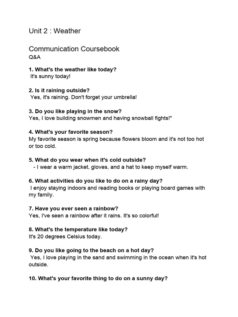 Unit 2 - Weather | PDF