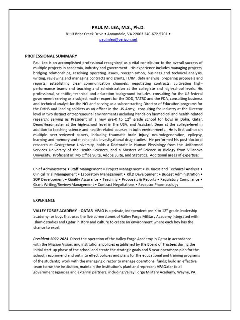 Resume Paul Lea | Download Free PDF | Neuroprotection | Long Term ...