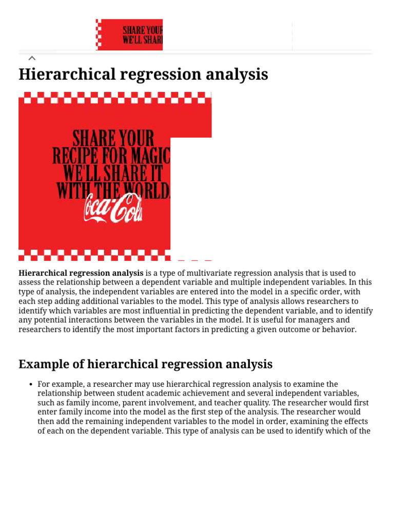 Hierarchical Regression Analysis - CEOpedia - Management Online | PDF | Linear Regression ...