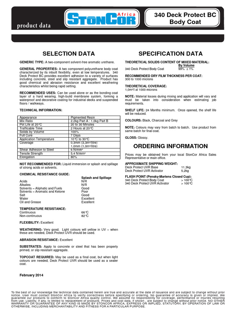 340 Deck Protect BC Product Overview | PDF | Polyurethane | Concrete
