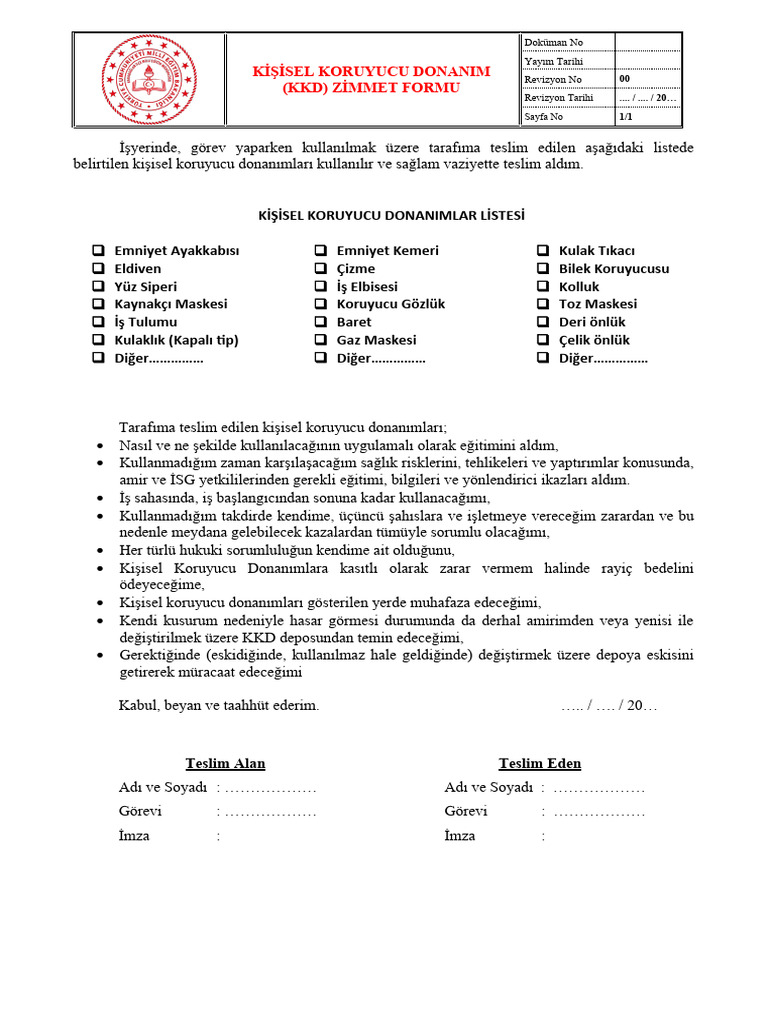 Kyyysel Koruyucu Donanim KKD Zymmet Formu | PDF