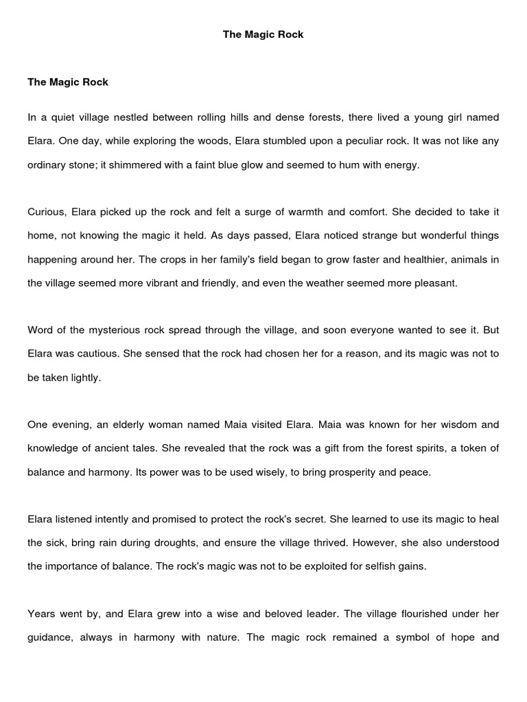 Elara and the Magic Rock Legend | PDF
