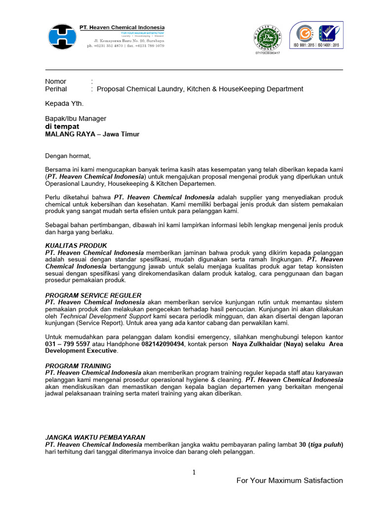 Proposal Penawaran PT HCI Dan Pricelist | PDF