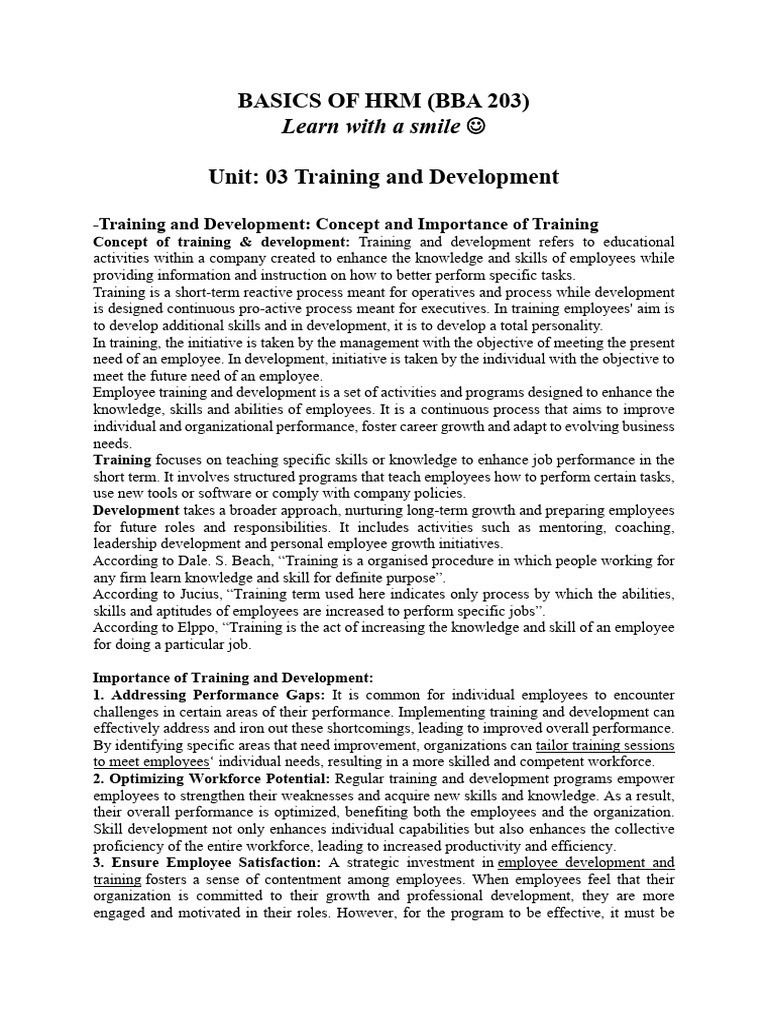 Training and Development in HRM Basics | PDF | Employee Stock Ownership ...
