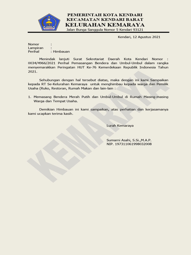 Surat Penyampaian | PDF