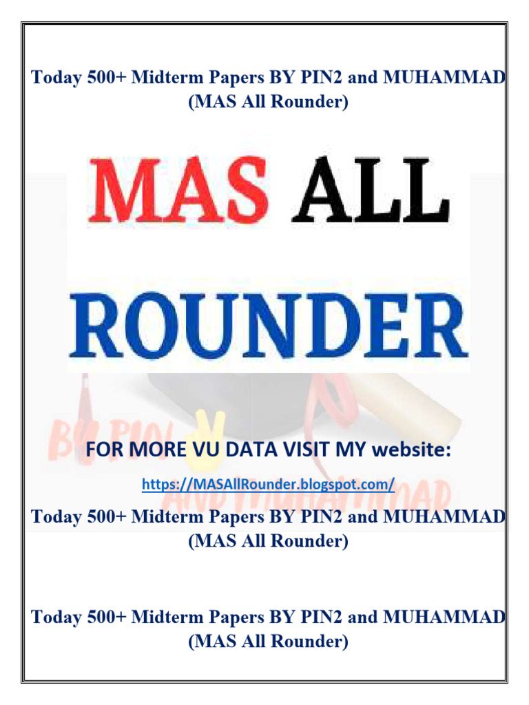 Today 500+ Midterm Papers by PIN2 and MUHAMMAD (MAS All Rounder) | PDF ...