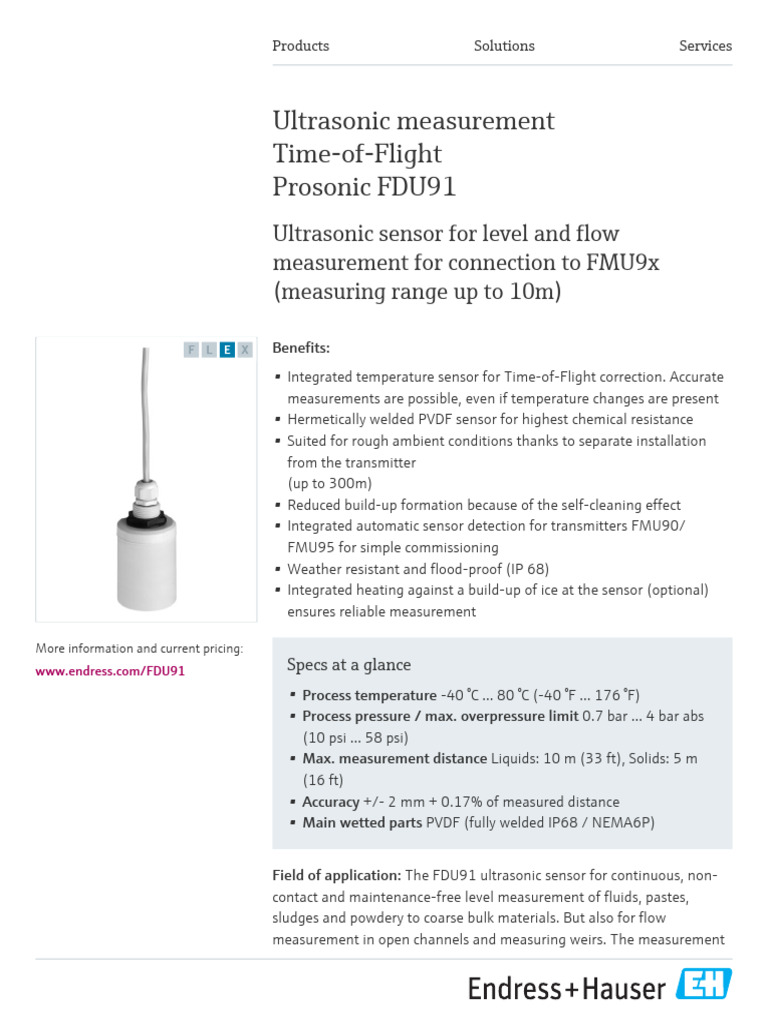 Endress-Hauser Prosonic S FDU91 EN | PDF | Metrology | Applied And ...