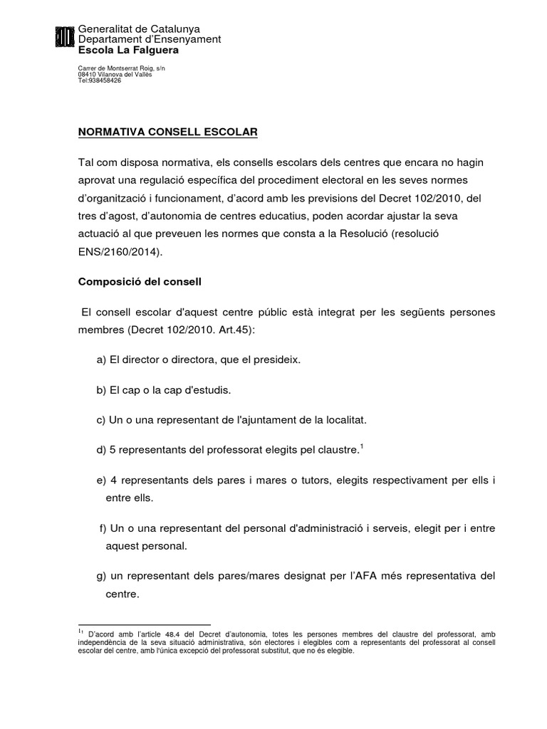 Normativa Consell Escolar MOD | PDF