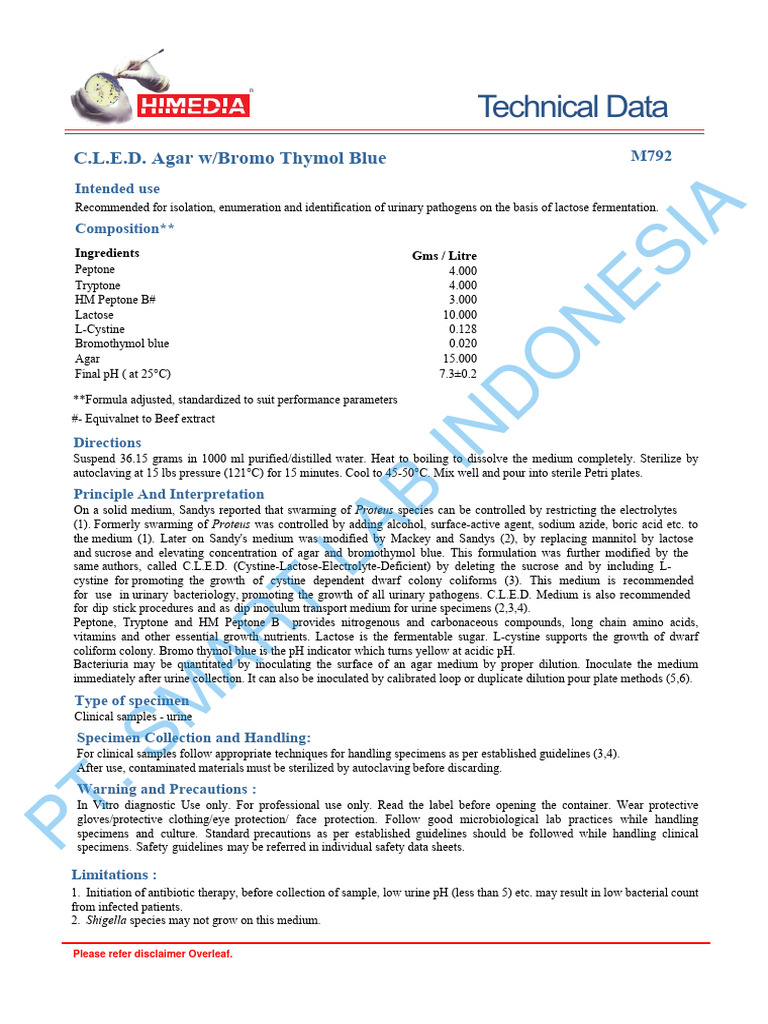 TDS_M792 | PDF | Growth Medium | Agar