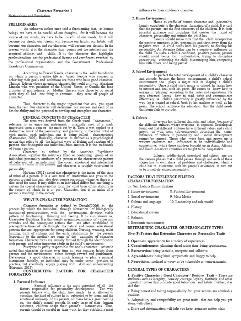 Character Formation | PDF | Social Psychology | Psychological Concepts
