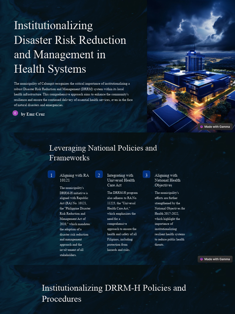 Institutionalizing Disaster Risk Reduction and Management in Health ...