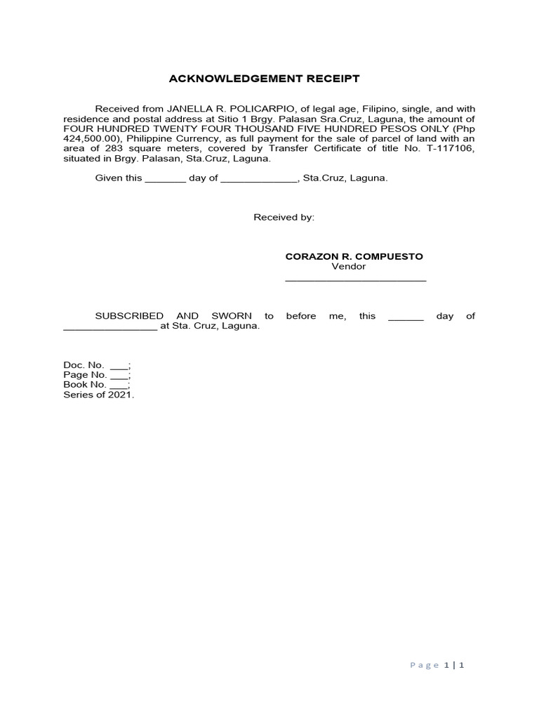 Acknowledgement Receipt | PDF