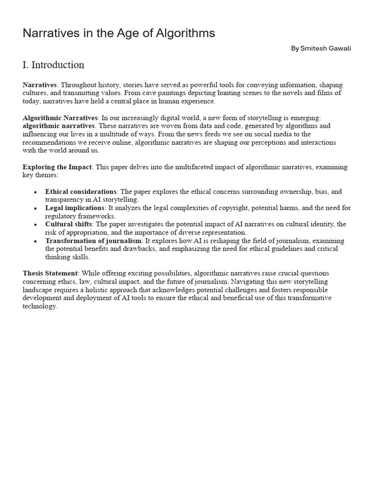 narratives in the age of algorithms | Download Free PDF | Artificial Intelligence | Intelligence ...