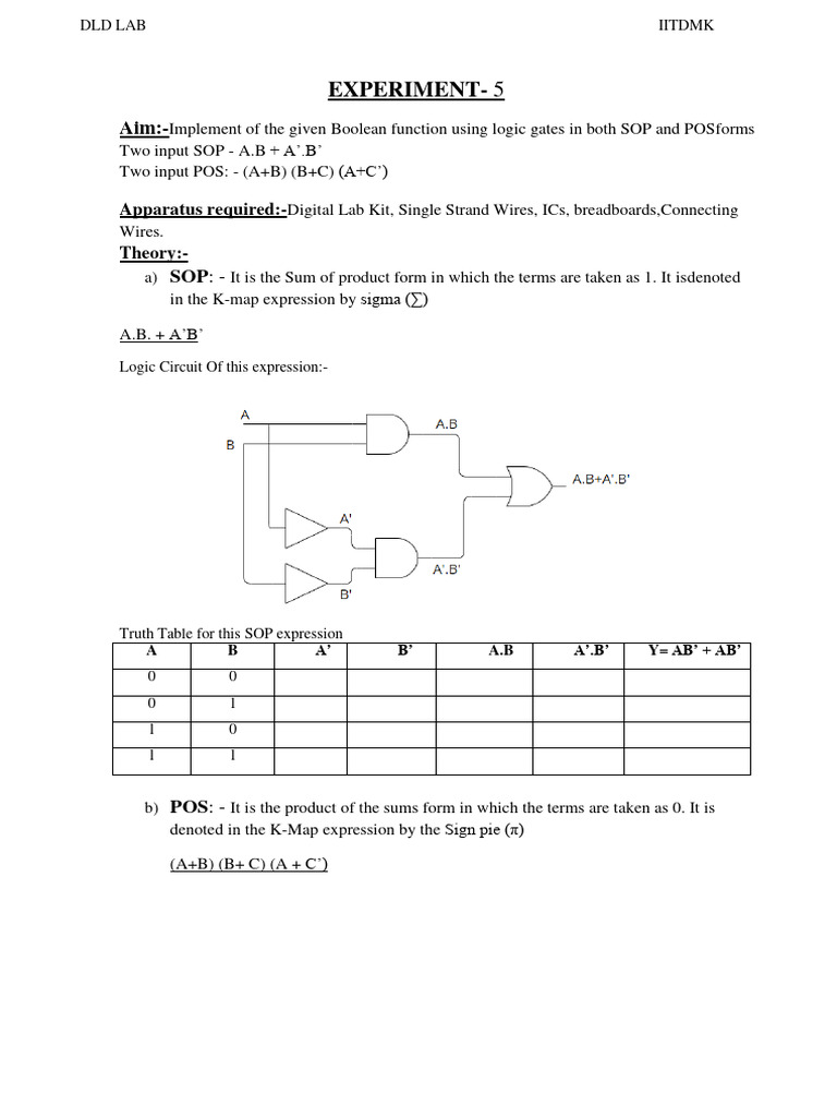 DLD Lab Experiment 5&6 | PDF | Logic Gate | Electronic Engineering