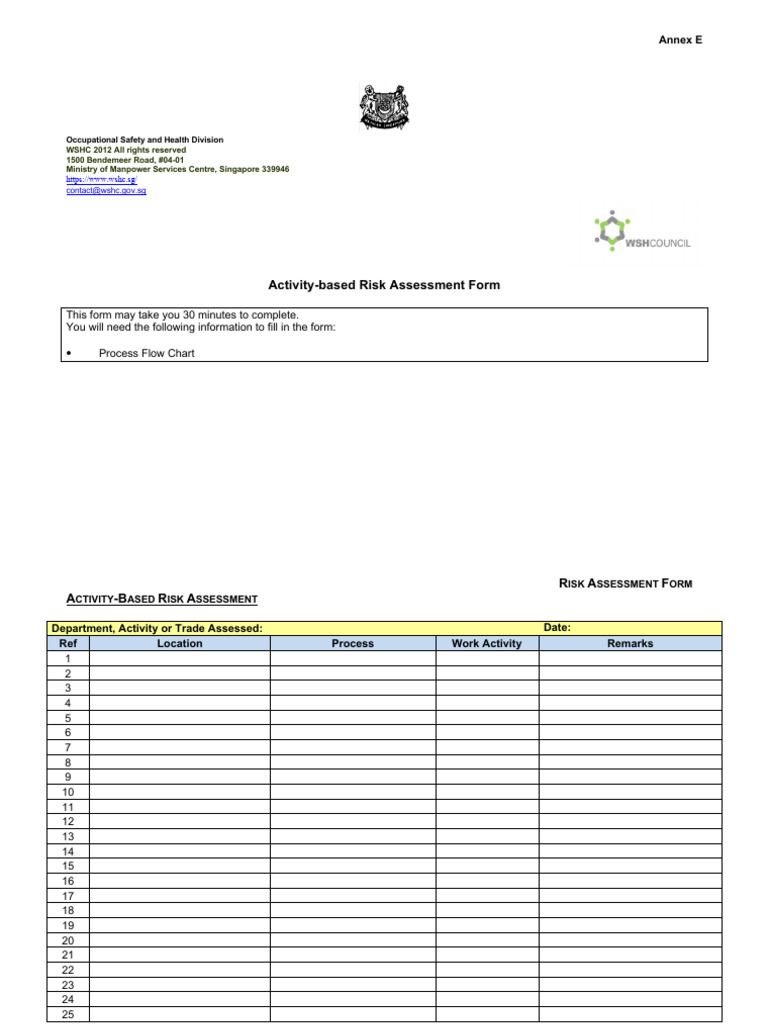 Annex E - Risk Assessment Form | Download Free PDF | Risk | Risk Assessment