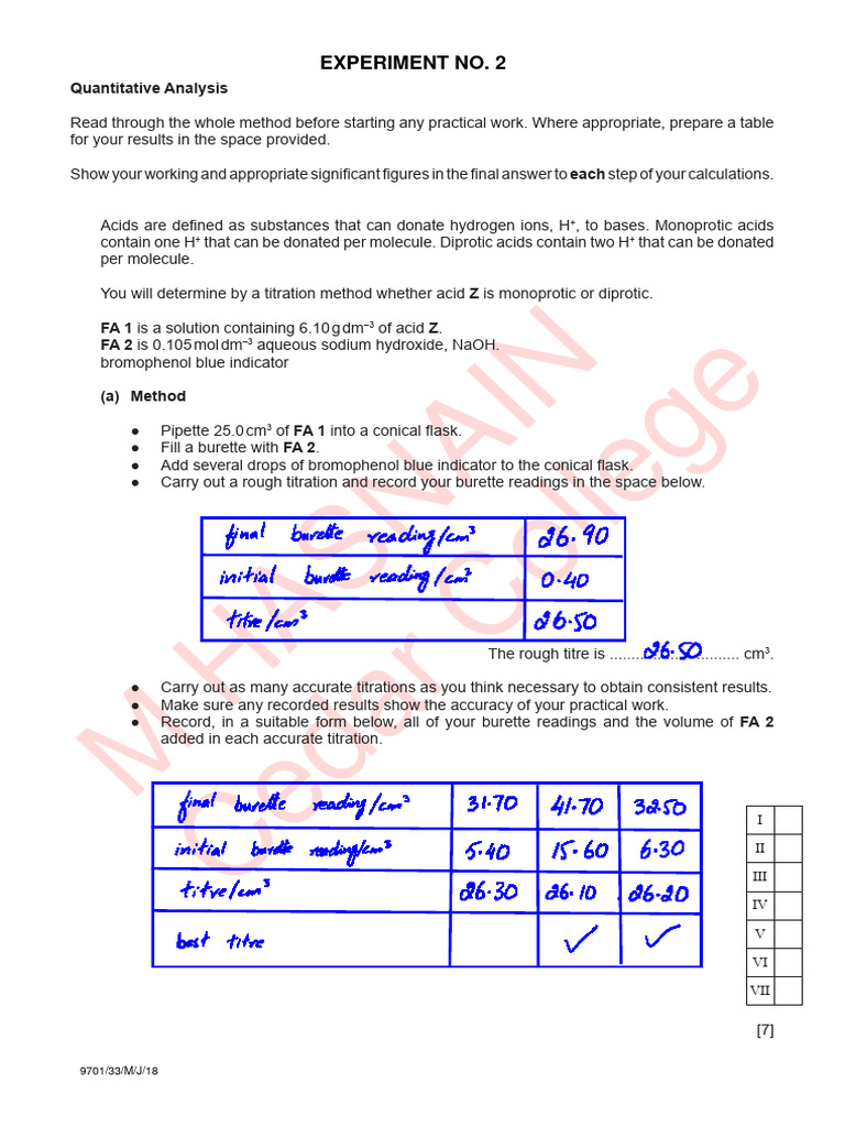 Exp 2 Solved | PDF | Titration | Chemistry