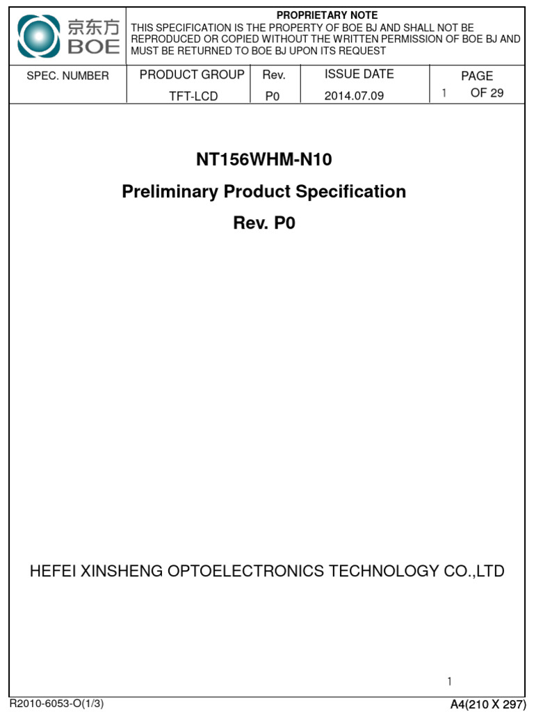 NT156WHM N10 | PDF | Electronic Engineering | Imaging
