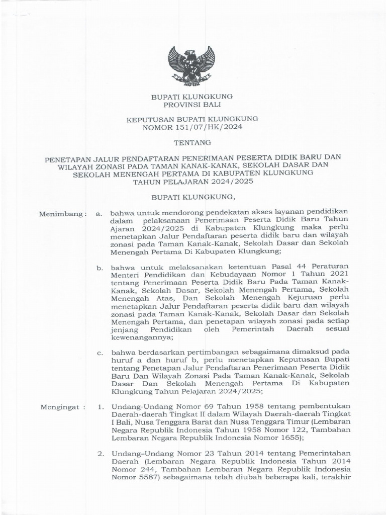 SK Bupati PPDB 2024 | PDF