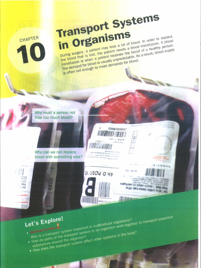 1 Sec 2 Science Textbook, Chapter 10 - Transport Sys in Organisms | PDF