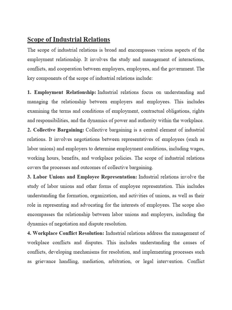 Scope of Industrial Relations | Download Free PDF | Employment ...