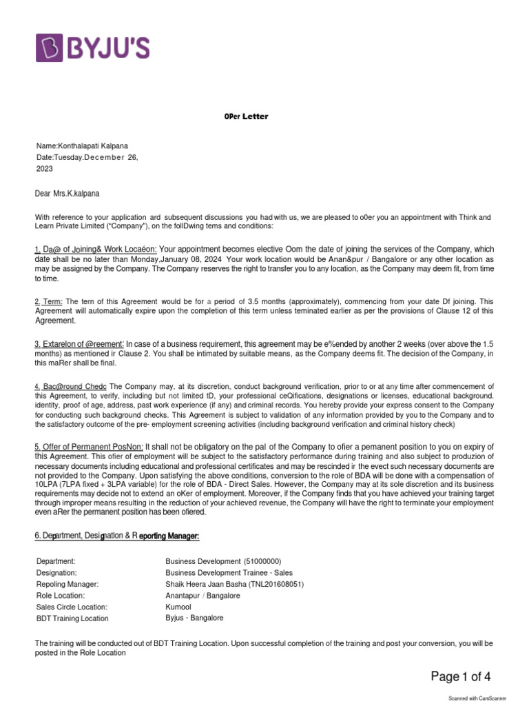 Byjus report final | PDF | Indemnity | Employment