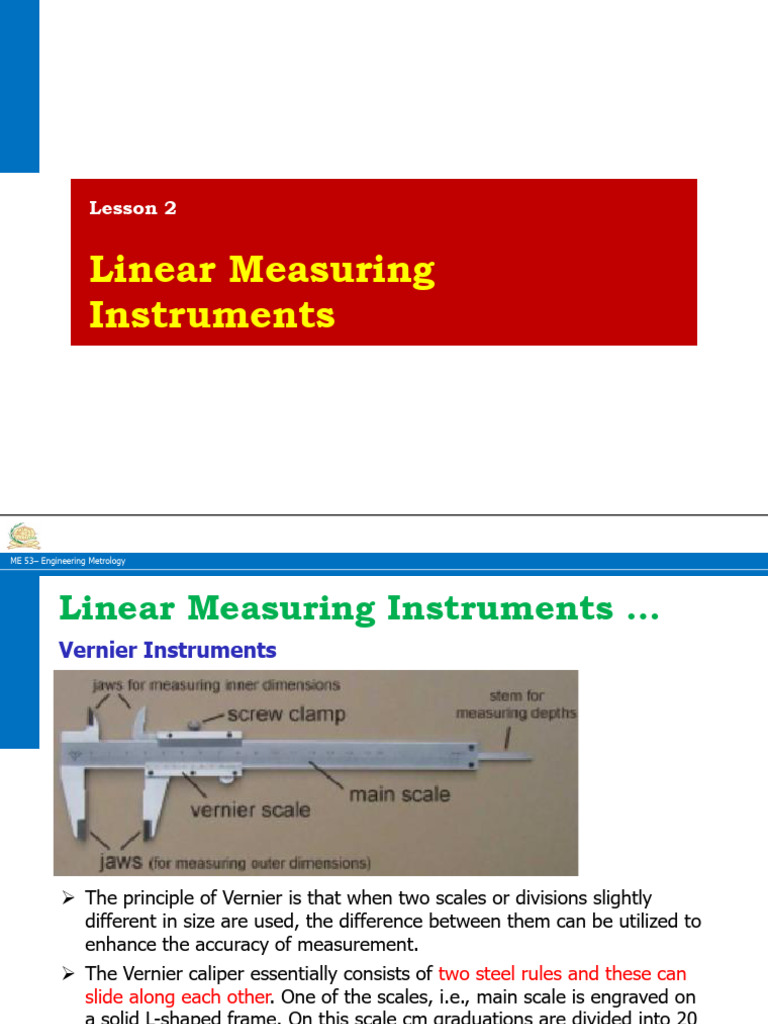 Unit II - Lesson 2 Linear and Angular Measurements | PDF | Tools Unit II - Lesson 2 Linear and Angular Measurements | PDF | Tools
