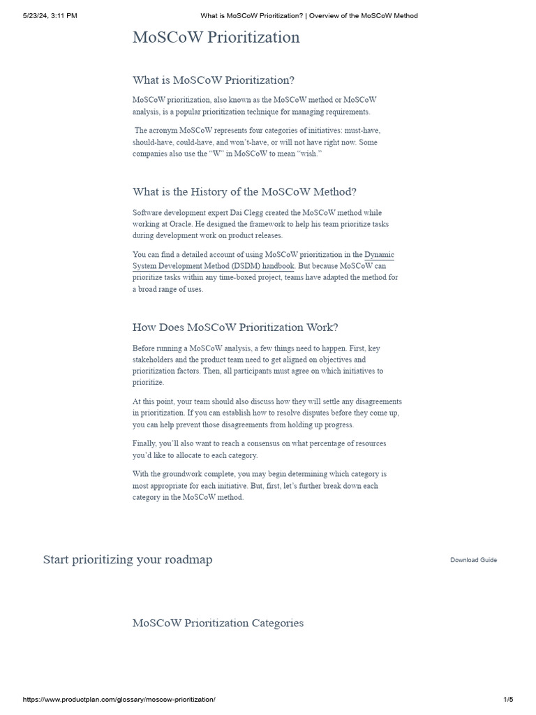 Artigo - MoSCoW Method | PDF | Methodology | Cognition