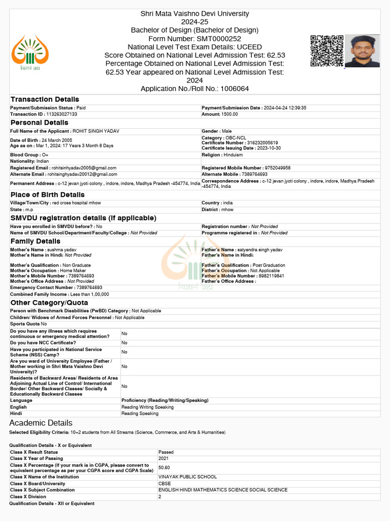 Shri Mata Vaishno Devi University | PDF