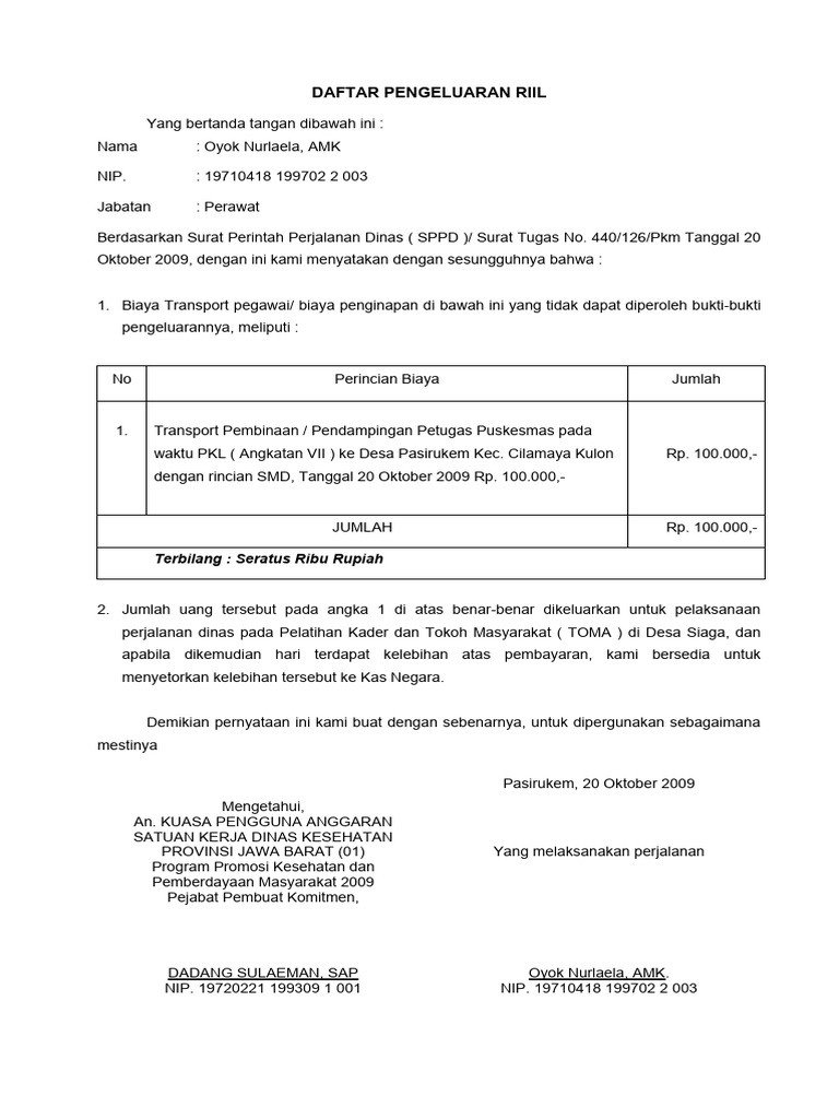 Daftar Pengeluaran Riil (SMD) | PDF