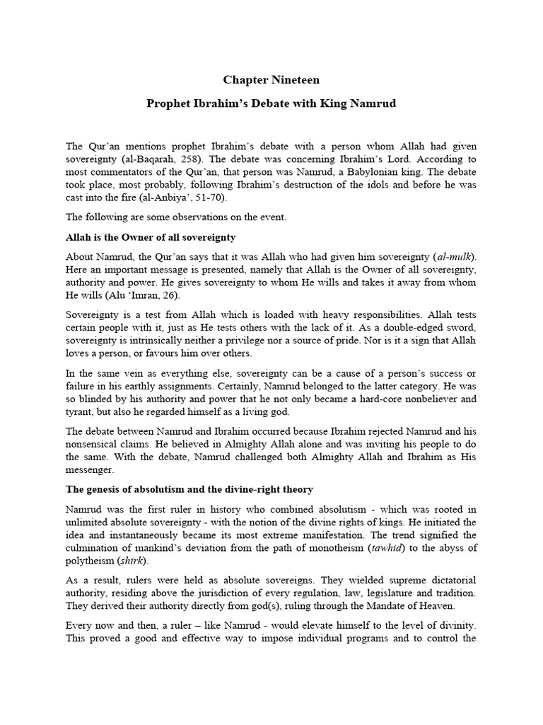 19 Prophet Ibrahim and King Namrud | PDF | God In Islam | Absolute Monarchy